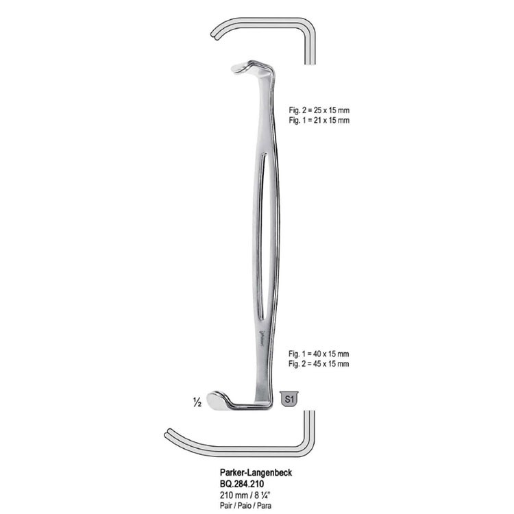 Hak Parker-Langenbeck dwustronny 210mm (para) - Falcon Medical