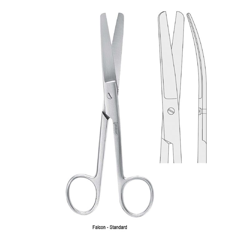 Scissors Falcon-Standard blunt/blunt curved 145mm - Falcon Medical