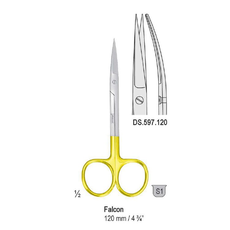 Falcon-Cut scissors Falcon curved 120mm - Falcon Medical