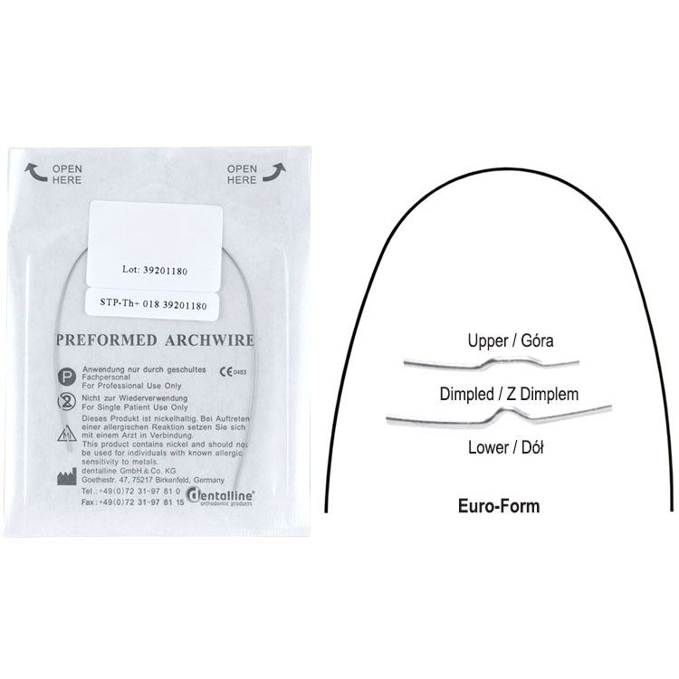 Dentalline NiTi Thermal Euro-Form round archwires Dimpled upper .010 ...