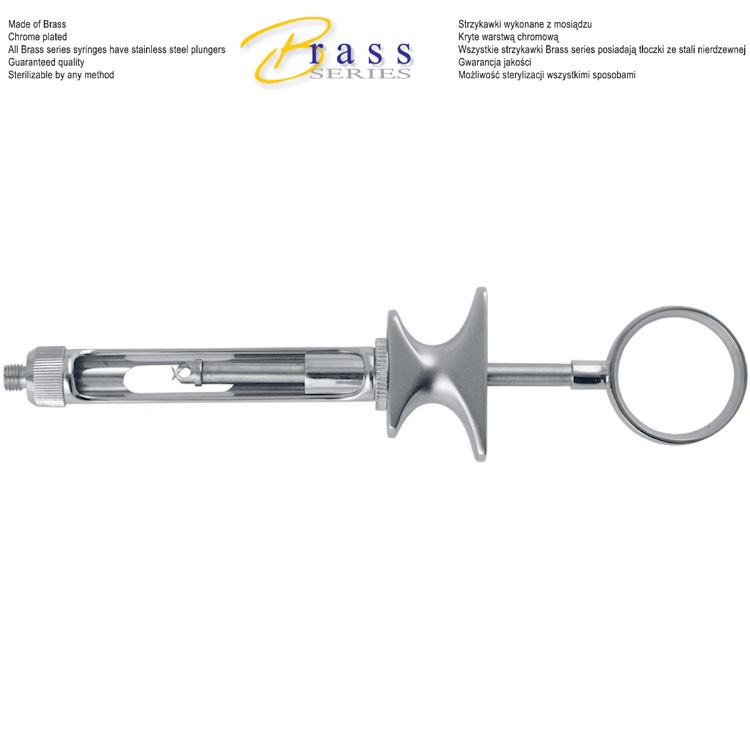 Brass Series Syringe manual aspirating Euro 1.8ml. metric - Falcon Medical