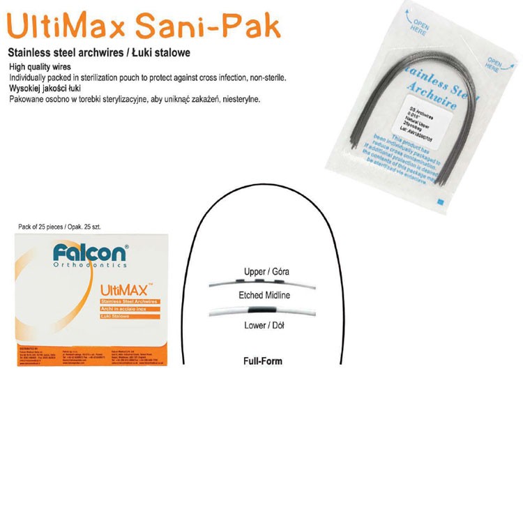 SANI-PAK UltiMax SS Full-Form round archwire upper .012" (Pack of 25 ...