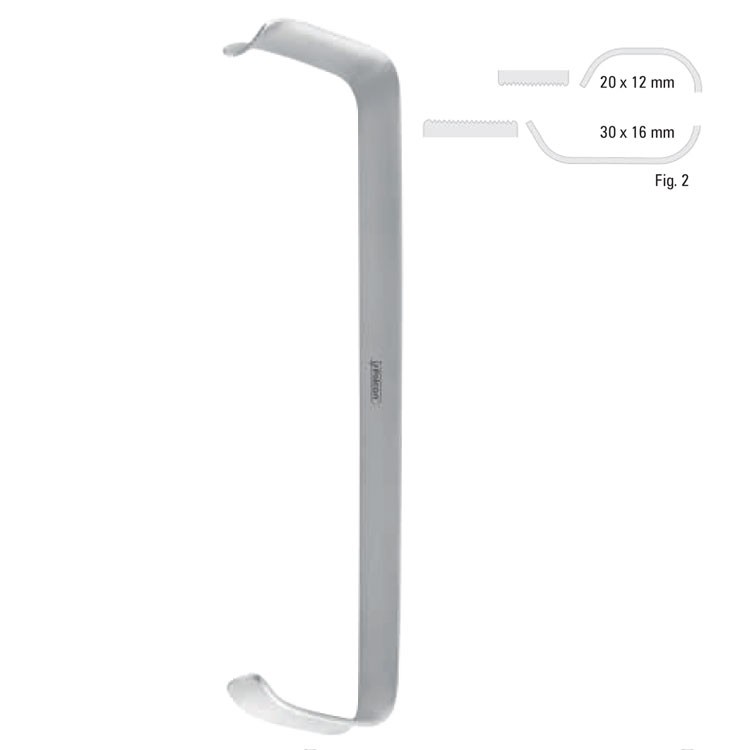 Retractor soft tissue Tessier serrated fig.2, 150mm - Falcon Medical