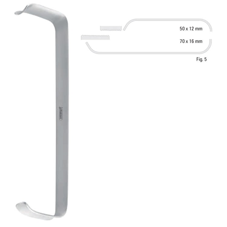 Retractor soft tissue Tessier serrated fig.5, 150mm - Falcon Medical