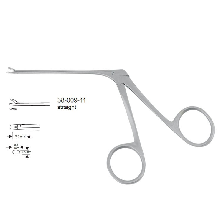 Micro ear cupped forceps. straight 0.6x0.5mm 80mm - Falcon Medical